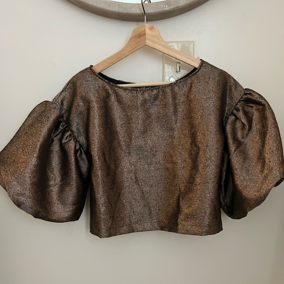 Tops | Do Be Bronze Puff Sleeve Crop Top Nwt | Poshmark